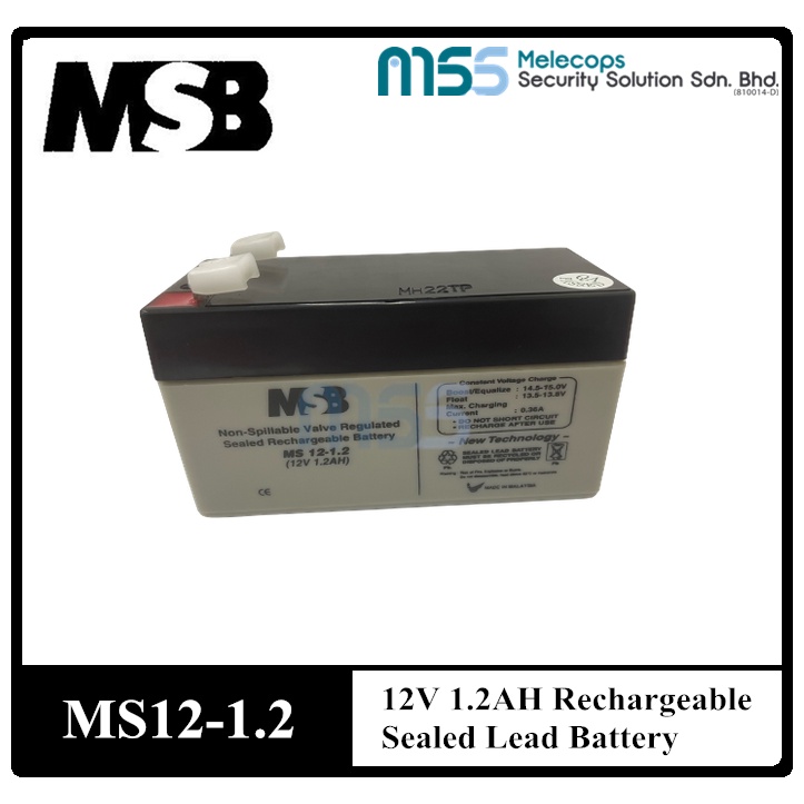MSB MS12-1.2 12V 1.2AH Non-Spillable Sealed Rechareable Battery ...