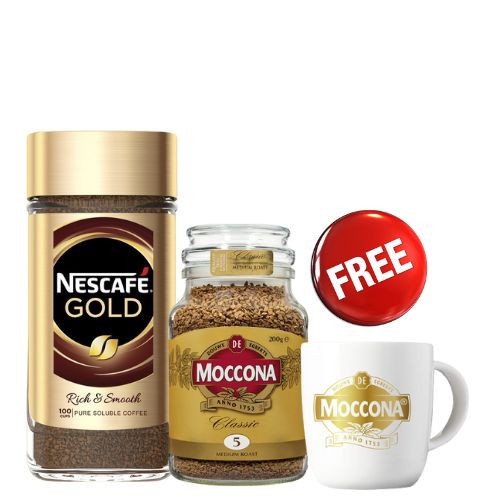 Nescafe Gold Rich & Smooth Pure Soluble Instant Coffee 200g+Moccona ...