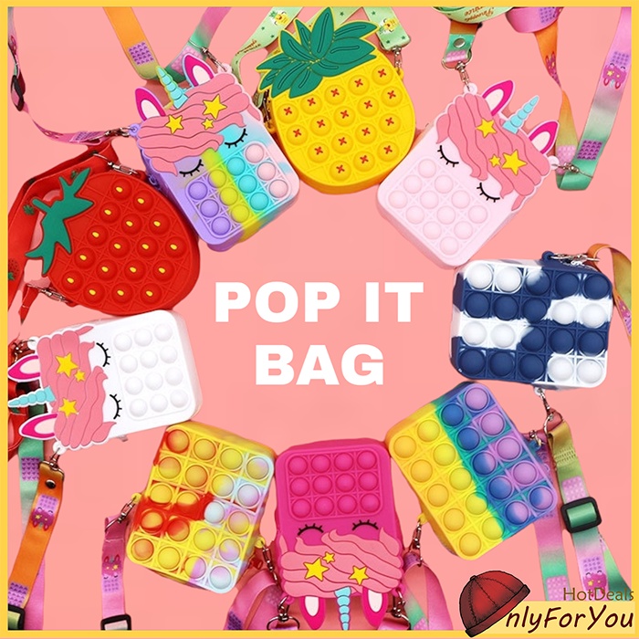 Pop It Bag Fidget Kid's Bubble Relief Stress Purse Children Bag Toy ...