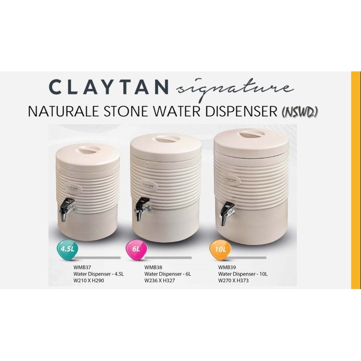 Claytan Signature Ceramic Naturale Stone Water Dispenser 4.5L & 6L ...