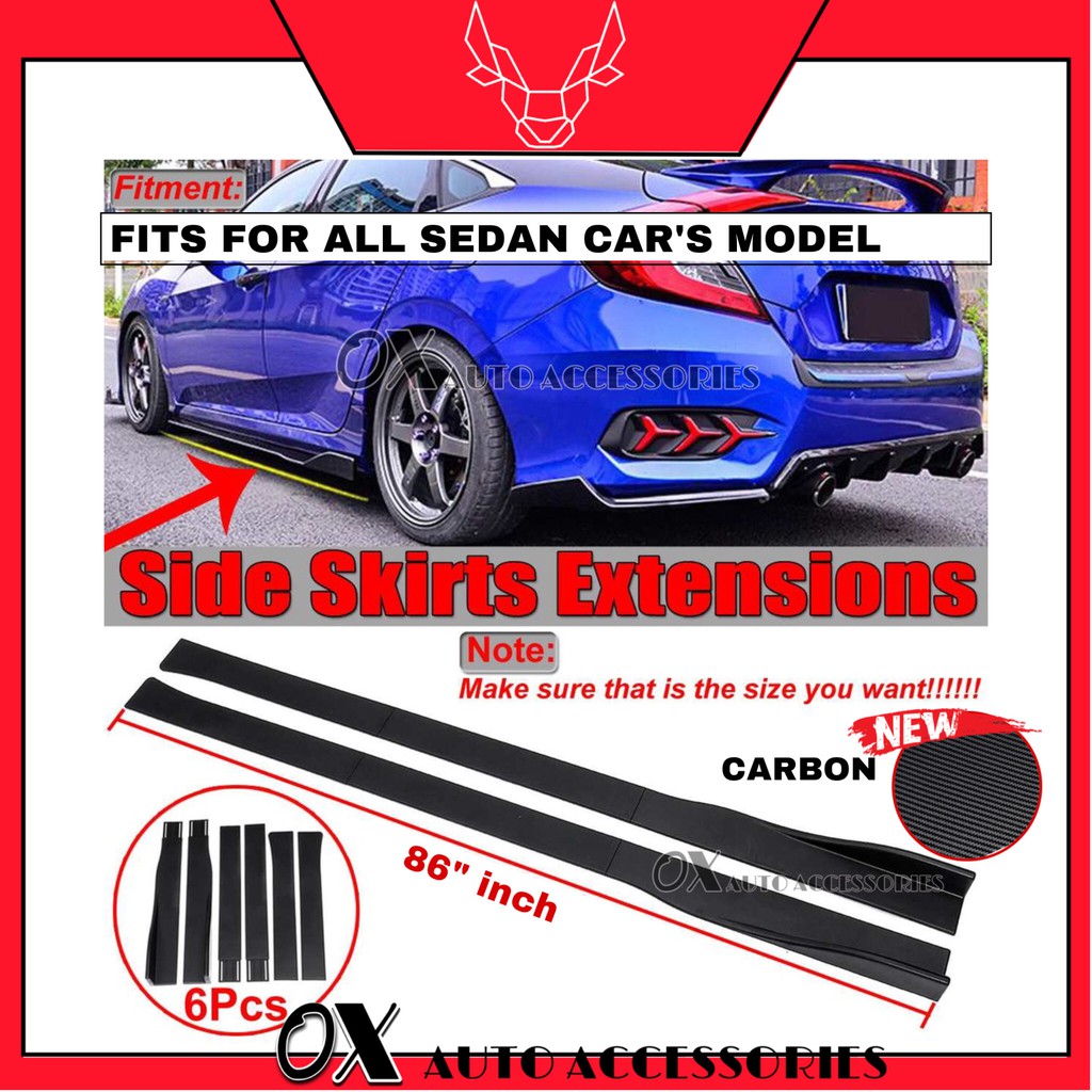 86” inch Universal Side Skirt PP Car Side Skirt Rocker Splitters ...