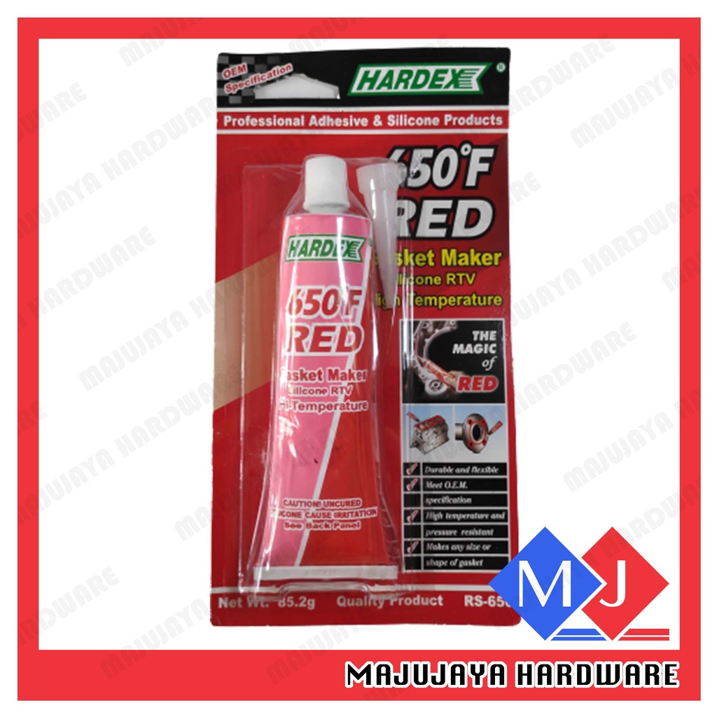 HARDEX 650ºF Red Gasket Maker Adhesive Silicone Rtv Hi-Temp RS-650 ( 85 ...