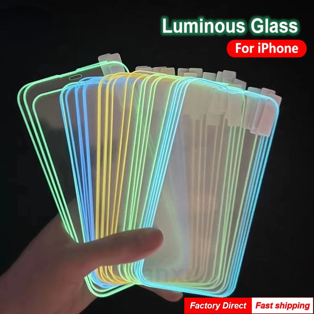 Luminous Screen Protector for iPhone 13 12 11 14 Pro Max Mini XR X XS 7 ...