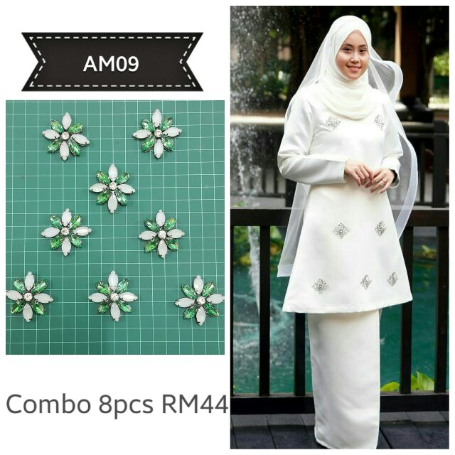 8pcs Beleza Beads Iron on Manik Tampal Bead Seterika Baju Kurung Moden ...