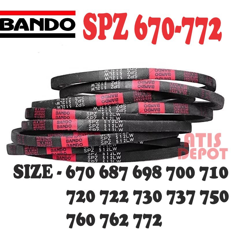 BANDO LW SPZ670 SPZ687 SPZ698 SPZ700 SPZ710 SPZ720 SPZ722 SPZ730 SPZ737 SPZ750 SPZ760 SPZ762 ...