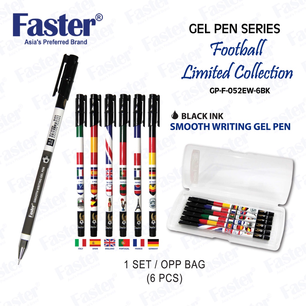 【CLEARANCE STOCK】Faster Smooth Writing Gel Pen GP-F-052EW-6BK 6 Pcs w ...