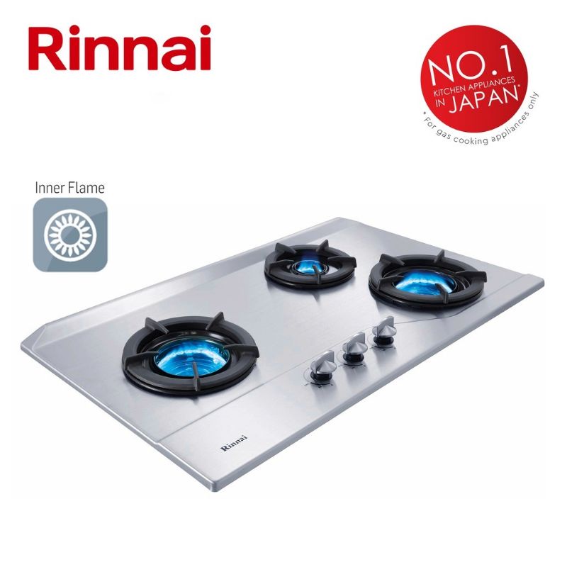 Rinnai RB-3SI-C-S 3-Inner Burner Built-in Gas Hob (Stainless Steel) Japan Quality Safety Fast ...