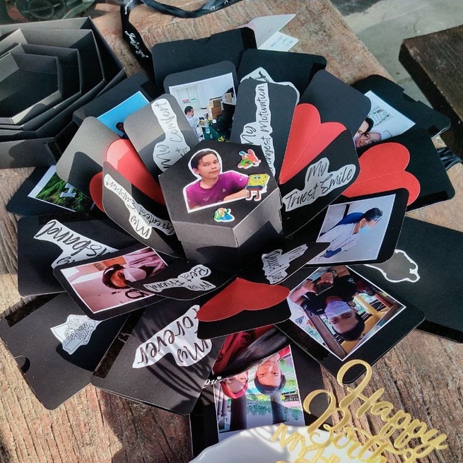 DIY Explosion Memory Box Giftbox Hexagonal 14.3cmx23 custom Polaroid ...