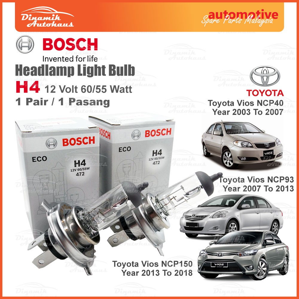 Toyota Vios Year 2003 To 2018 Car Headlamp Halogen Head Light Bulb ...