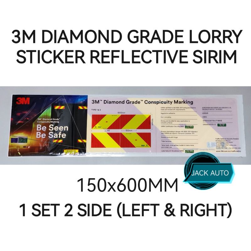 【ORIGINAL】3M DIAMOND GRADE LORRY STICKER REFLECTIVE SIRIM (1 SET LEFT ...