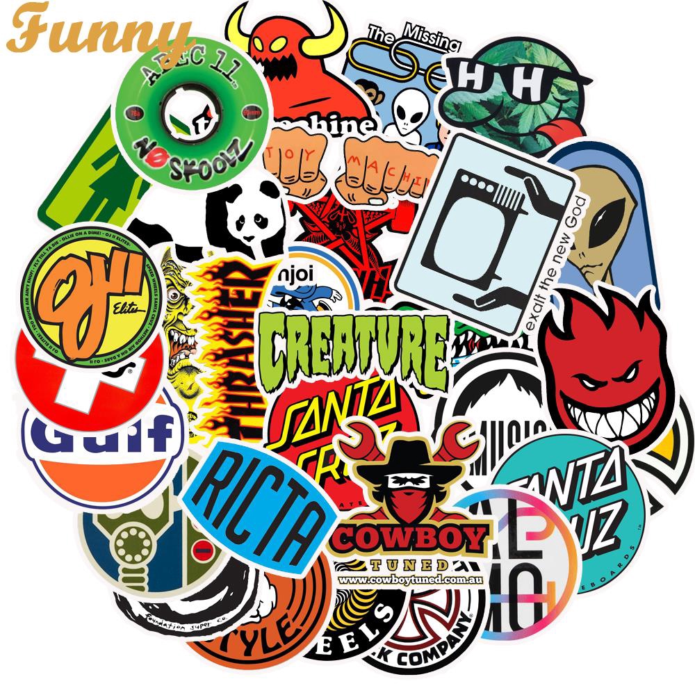 50PCS Skateboard Fashion brand Logo Waterproof Sticker For Luggage Car ...
