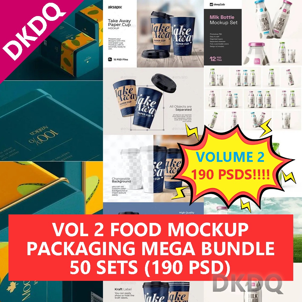 👾 Food Packaging Mockups Vol 2 ATHENA0320 Photoshop PSD Template Mockup ...