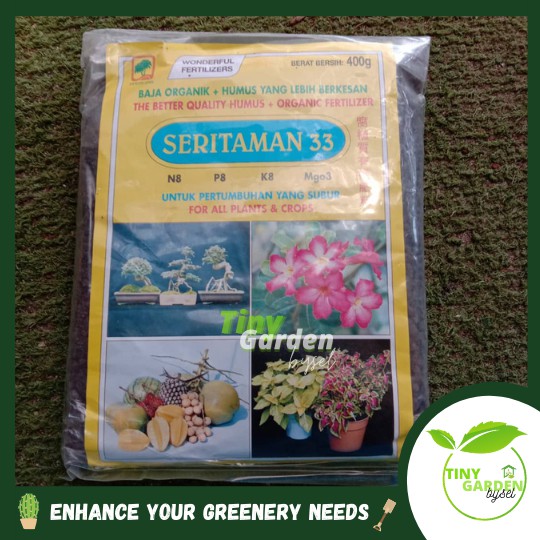 SERITAMAN 33 ORGANIC Fertilizer Better Quality Humus Baja Organik 400g ...
