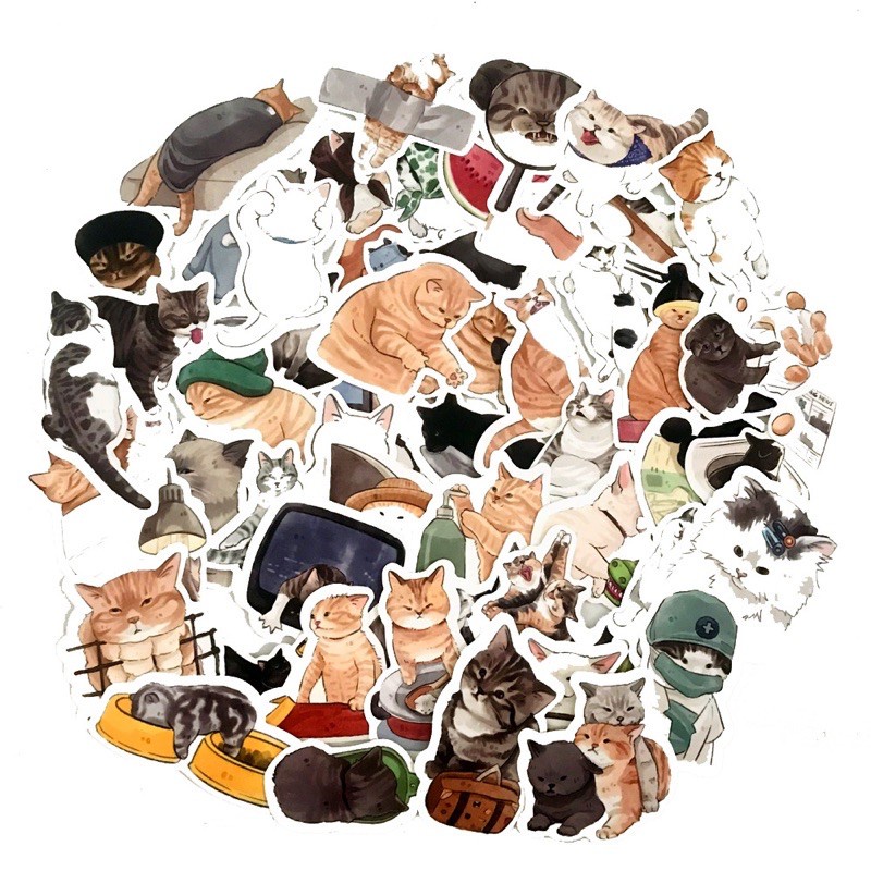 Waterproof Sticker 50P Cat Dog Terrier Chart Emoticon Pack Laptop Hard ...
