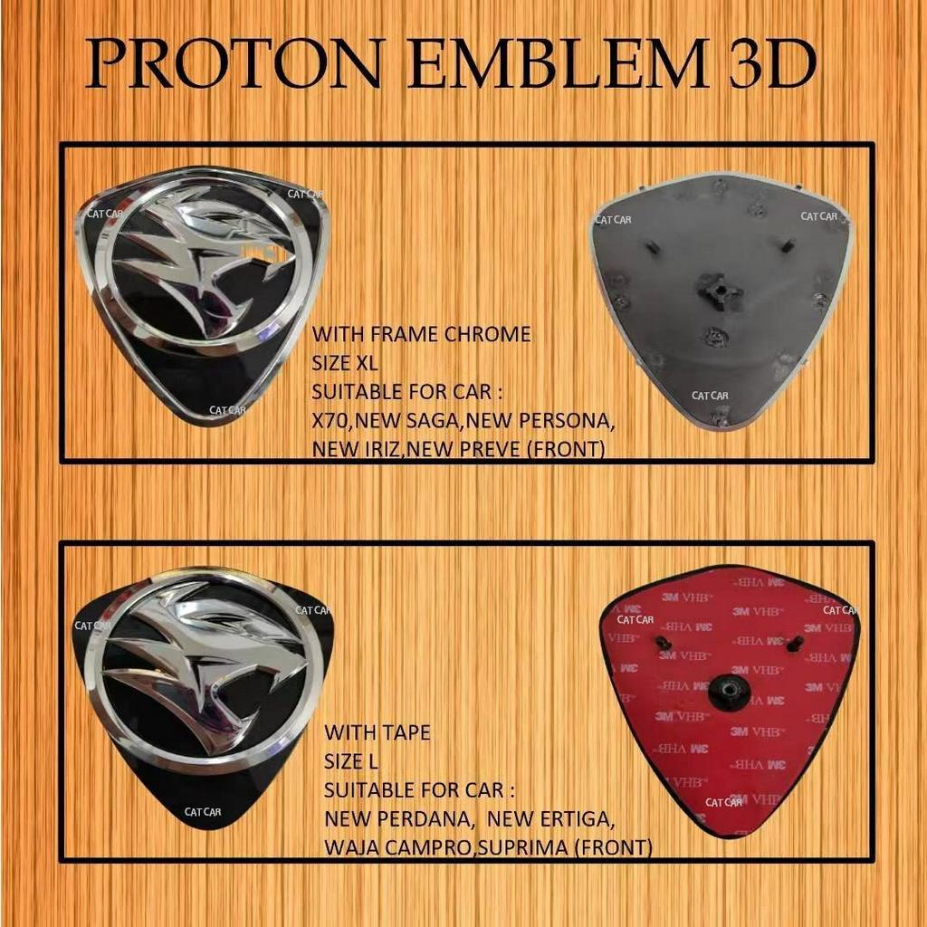 PROTON 3D LOGO EMBLEM WITH FRAME CHROME | Shopee Malaysia