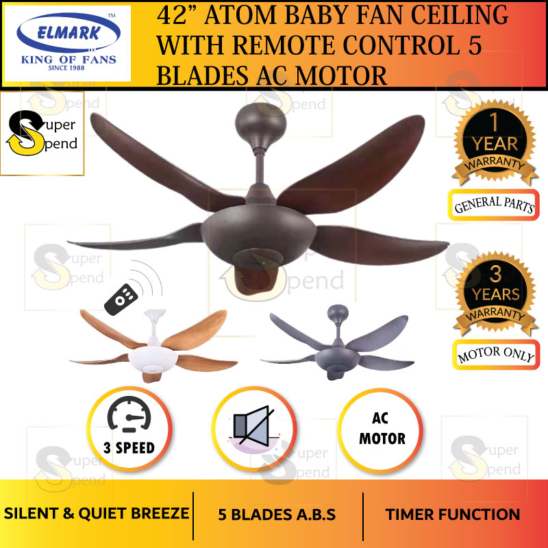 [ 42" ] Elmark Atom Baby Fan Ceiling With Remote Control 5 Blades AC ...