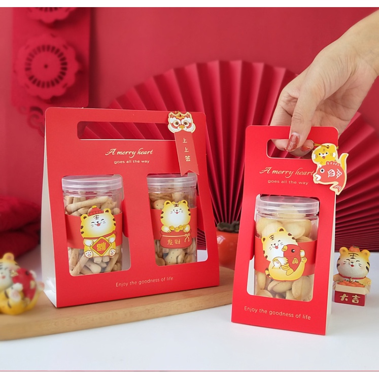 CNY gift box packaging I Red paper box I Chinese New Year Cookie cake ...