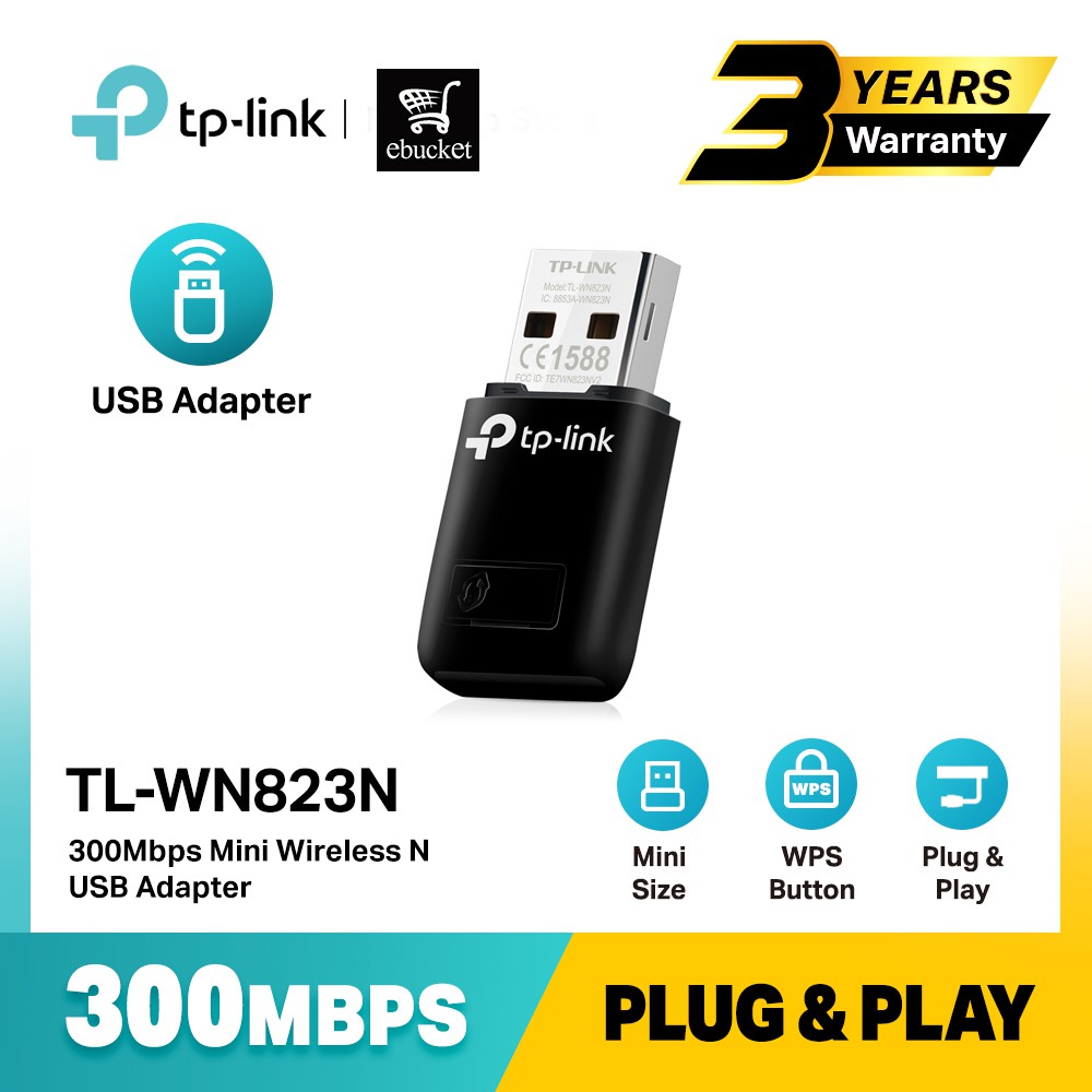 TP-Link TL-WN823N Mini Wireless N300 Wifi USB Adapter With Soft AP For ...