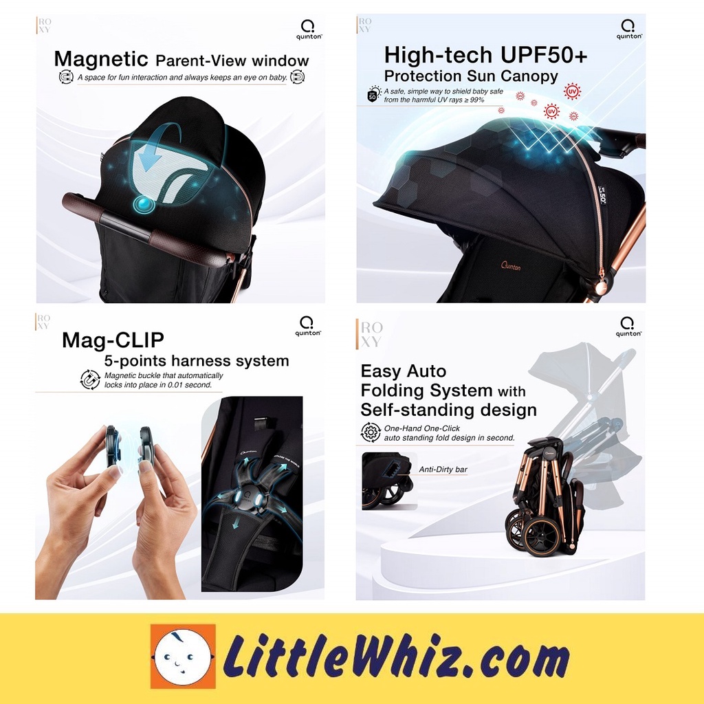 Quinton Roxy Stroller - Black | Auto Fold | Compact | 0-22kg | Warranty ...