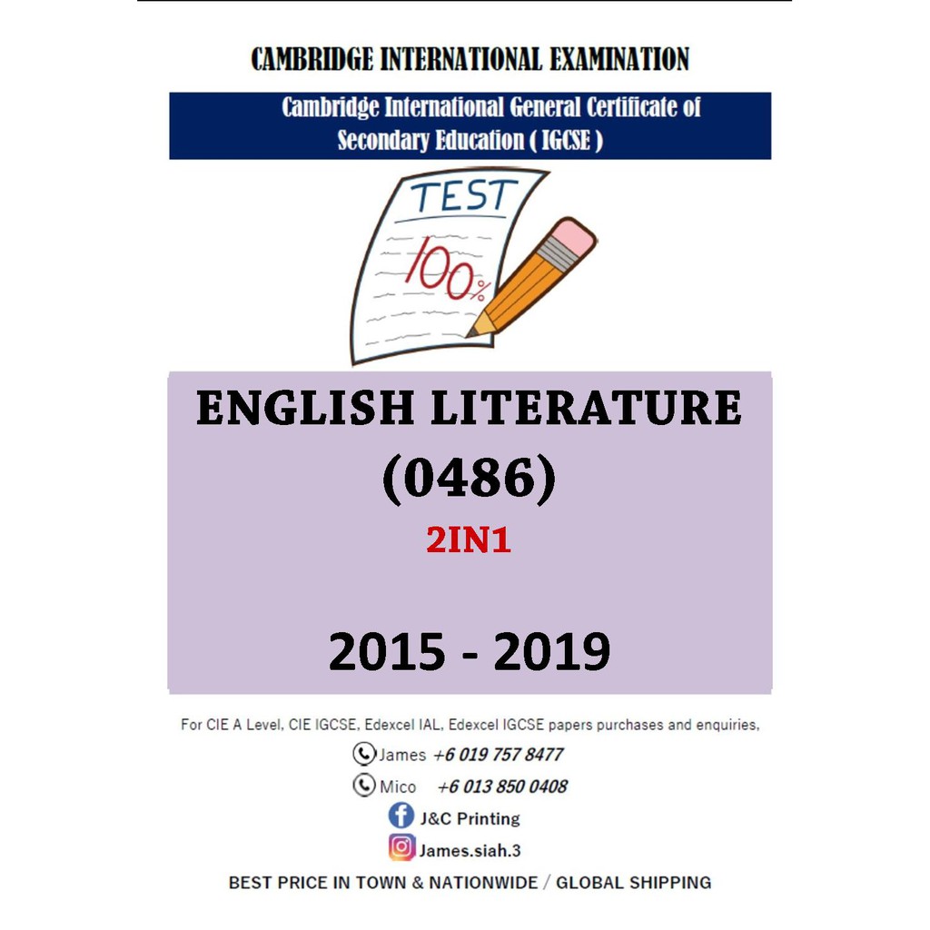 Cambridge Igcse Past Year Papers English Literature 0486 P1,3,4(2in1 ...