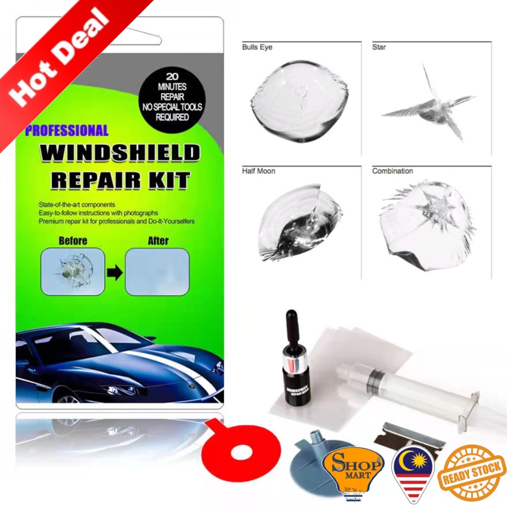 Car Windscreen Windshield Repair Kit Tool Injection Set / Ubat Gam ...