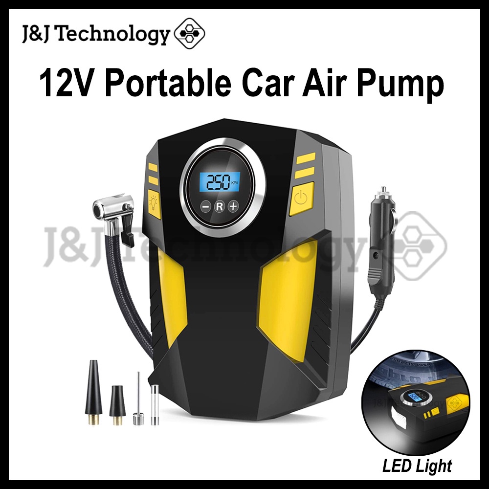 JNJ Technology 12V Portable Car Electric Tyre Pump Air Pump Tire ...