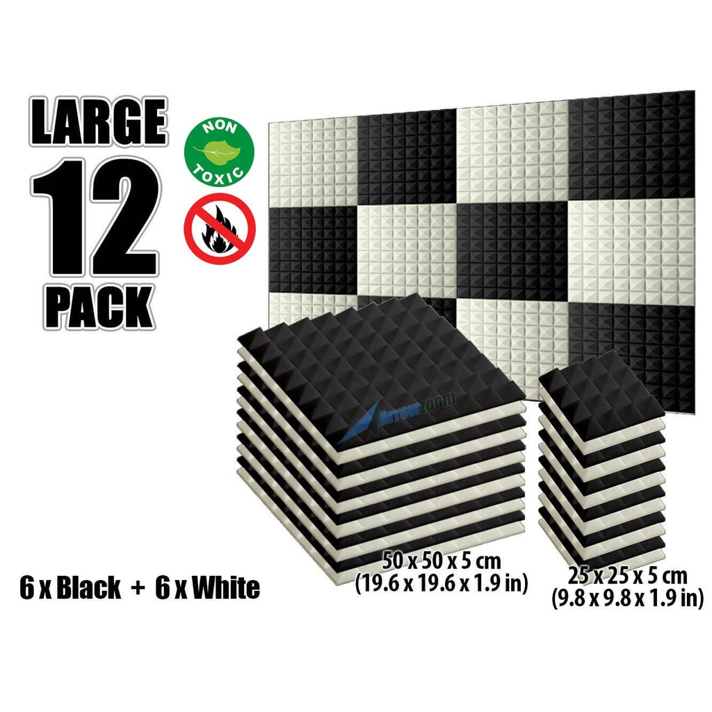 Arrowzoom 12 pcs & 24pcs 25cm proofing Sound Foam Absorption Pyramid ...