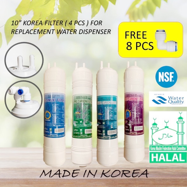 Korea Water Filter Halal U Type 10" Sediment/Pre-Carbon/Silver Carbon ...