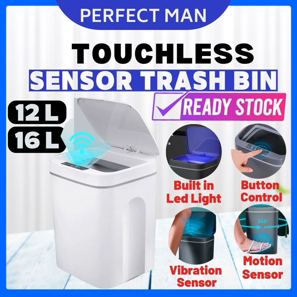 Touchless Automatic Dustbin Kitchen/Waste Bin/Garbage Bin LED Infrared ...