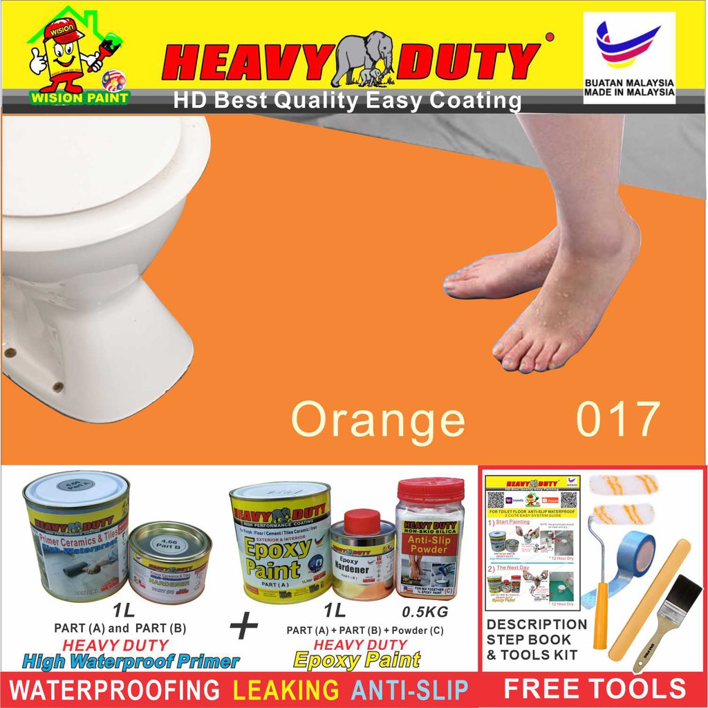 017 ORANGE ( FULL SET EPOXY PAINT HEAVY DUTY ) TOILET TILES FLOOR ( 1L ...