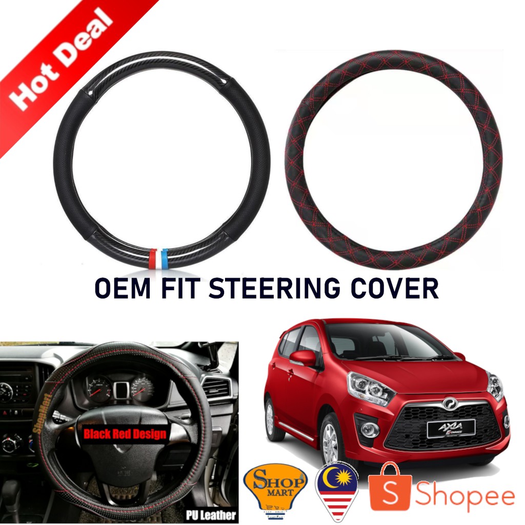 PERODUA AXIA Steering Cover Wheel Covers DAD / Carbon 6D / PU Leather ...