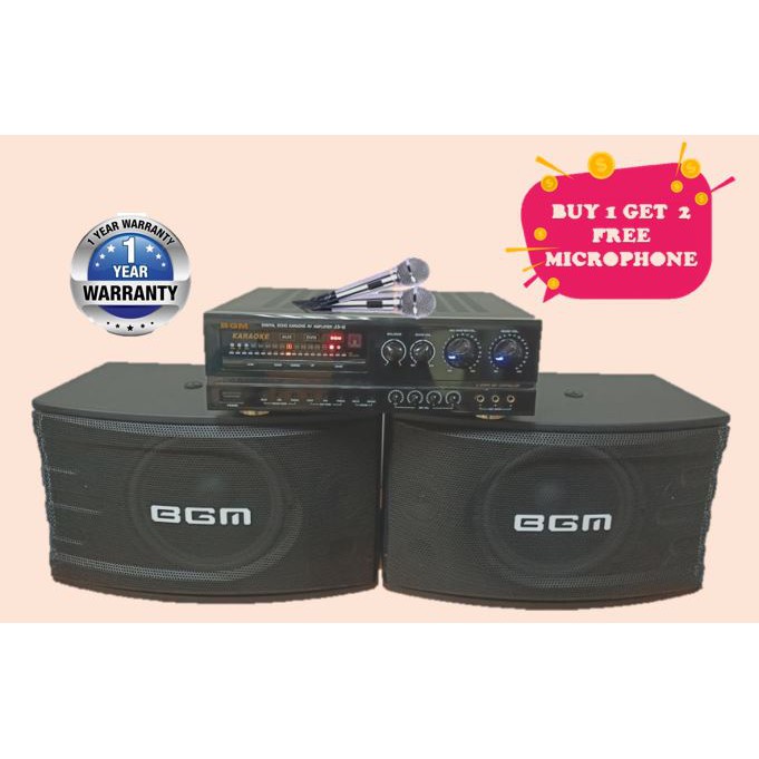BGM Karaoke Amplifier J-3U & Speaker System MB-800NEW with Microphone ...