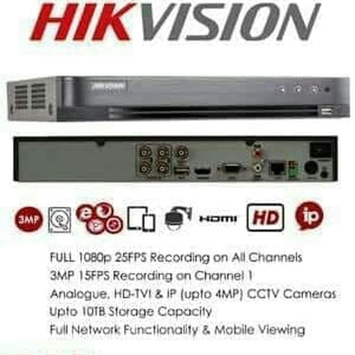 HIKVISION 4 CHANNEL FULL HD ANALOG FULL HD 1080P H.265 DVR (DS-7204HQHI ...