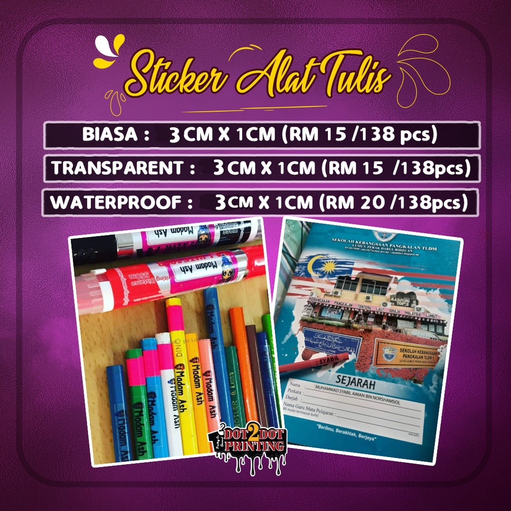 STICKER ALAT TULIS | STICKER BUKU 3cmx1cm (125pcs) | Shopee Malaysia