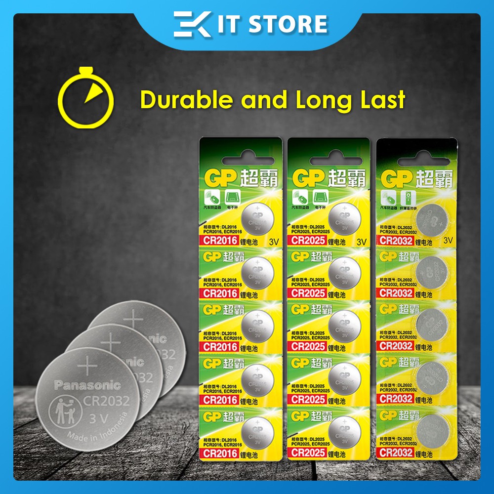 (Ready Stock) Genuine GP CR2016 / CR2025 / CR2032 3V Lithium Coin Cell Battery (5 PCS) | Shopee ...