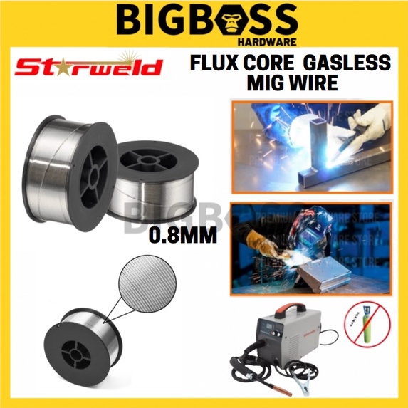 Starweld 1kg x 0.8mm MIG Gasless Wire Flux Cored Mig Gasless Wire (Silver) Can Use For Welding ...