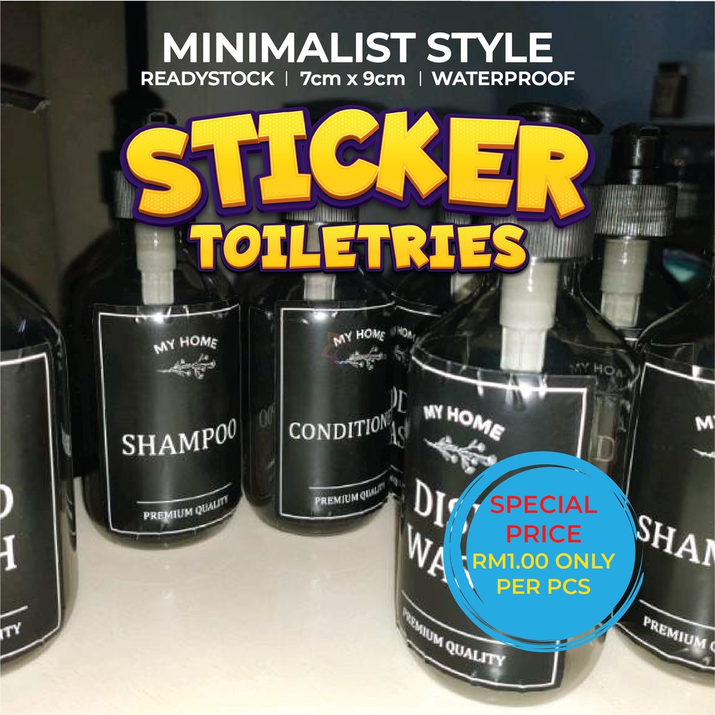 [READYSTOCK] BLACK STICKER TOILETRIES | WATERPROOF DETERGENT & LAUNDRY ...