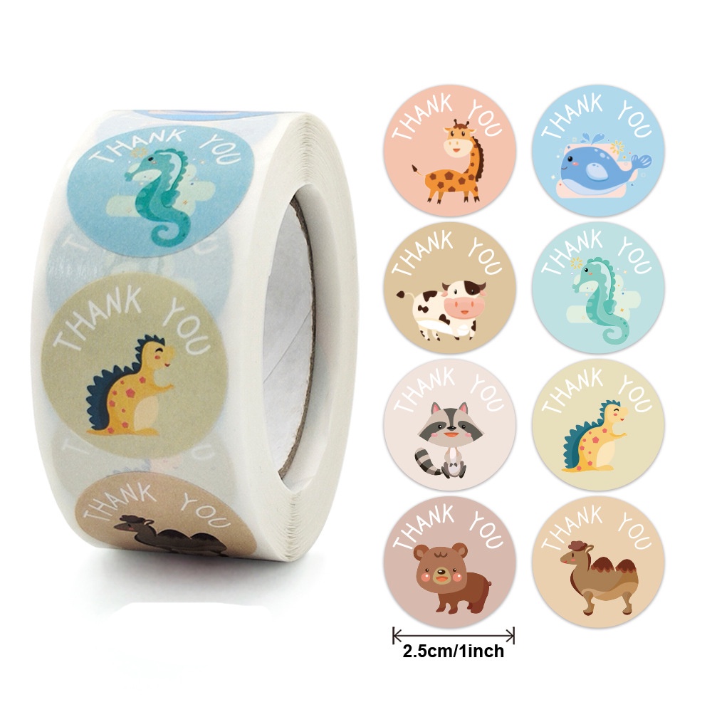 500pcs cute animals thank you sticker labels self adhesive kids ...