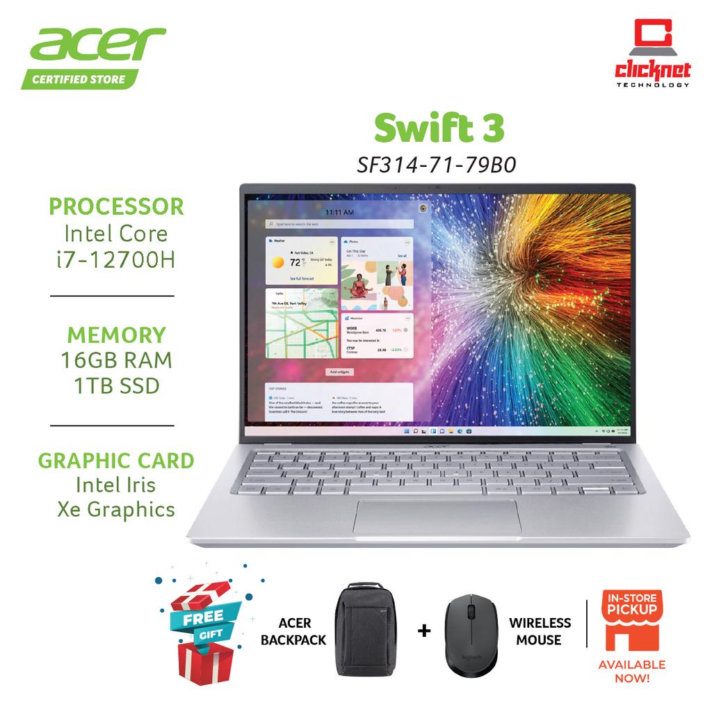 ACER SWIFT 3 SF314-71-79B0 (I7-12700H, 16GB, 1TB SSD, 14.0" OLED WQXGA+ ...