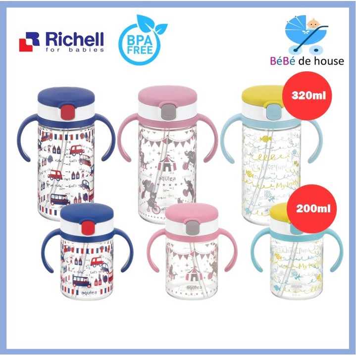Richell AQ Straw Mug Straw Bottle Cup 200ml / 320ml - 1 Pcs | Shopee Malaysia