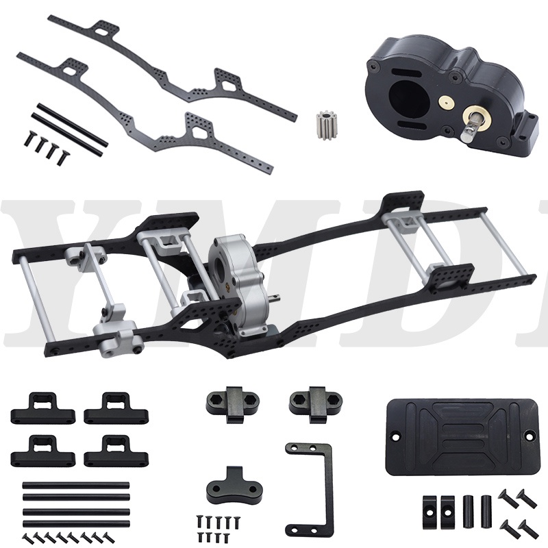 Metal LCG Chassis Lower Center of Gravity Carbon Fiber Frame Rails Girders Gearbox for 1/10 RC ...