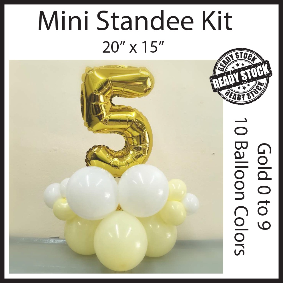 Gold Pastel Mini Balloon Standee Kit 16" Foil Number Balloon Gold ...