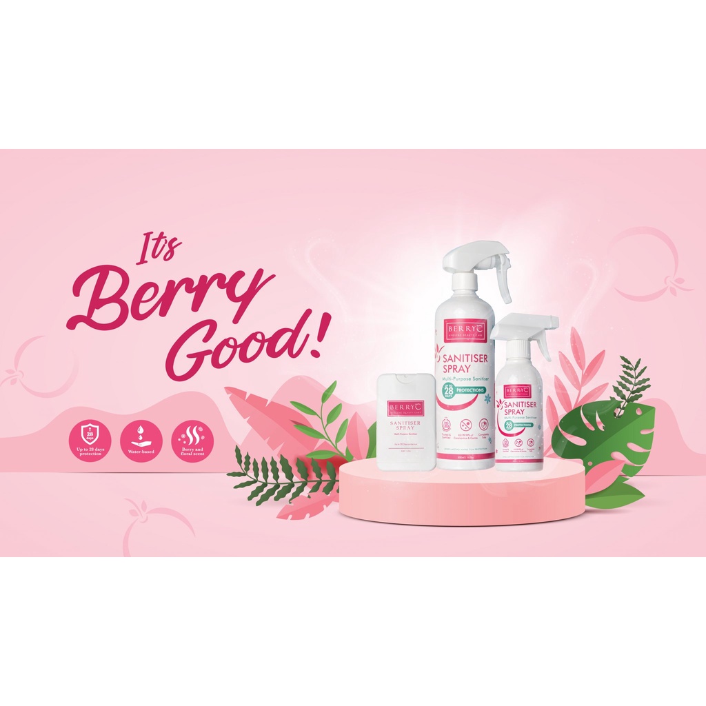 BERRY C NON ALCOHOL DISINFECTANT/SANITISER SPRAY 40ML 300ML 500ML ...