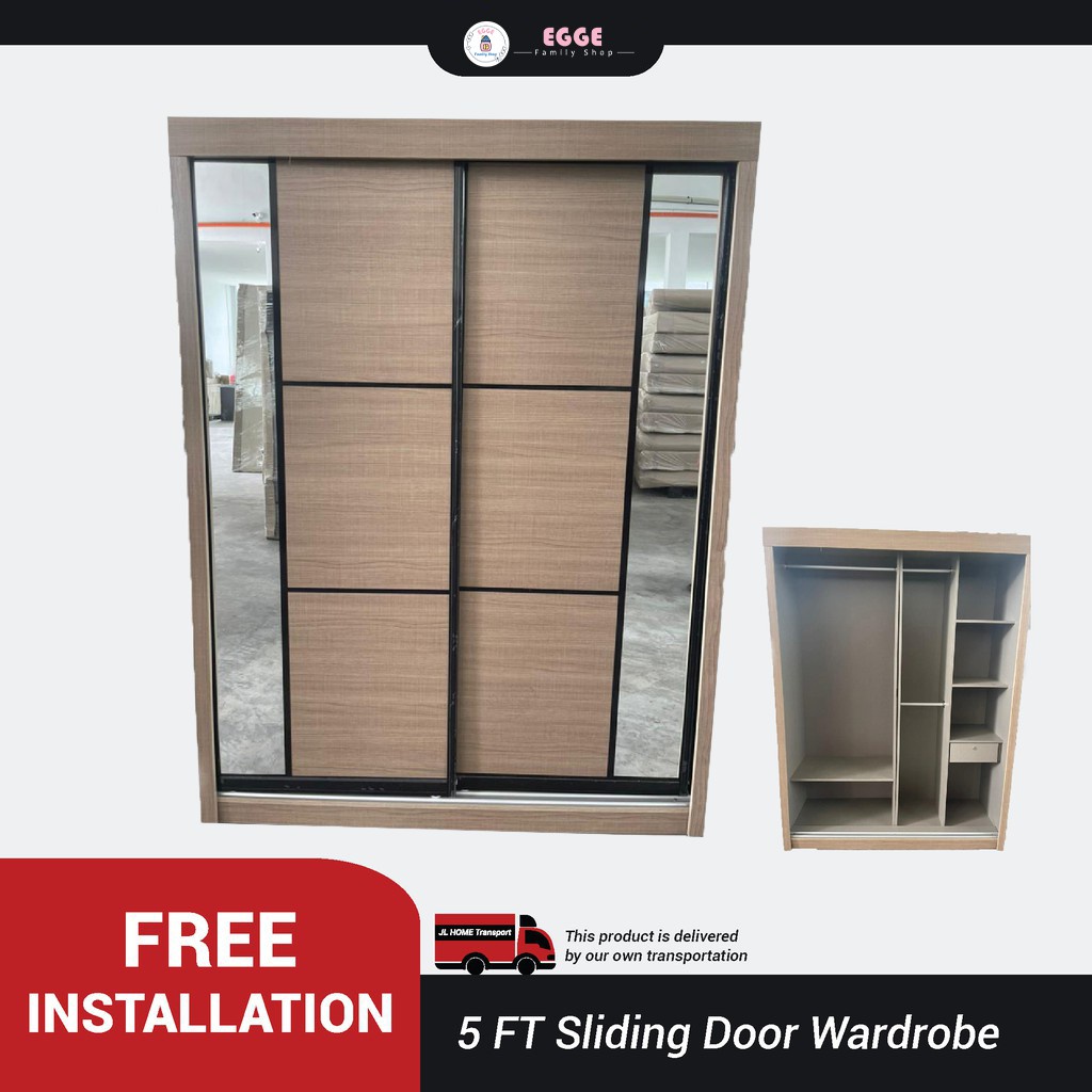 5 FT Sliding Door Wardrobe/ 5 FT Almari Pintu Gelangsar (3 Color ...