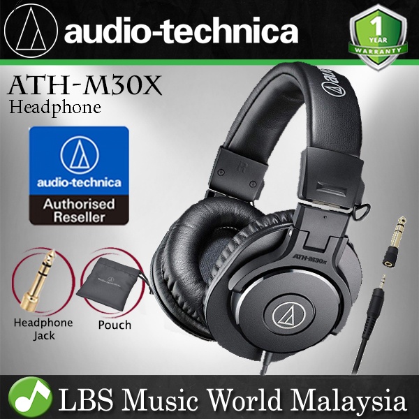 Audio Technica ATH-M30x Professional Studio Monitor Headphone Black ...