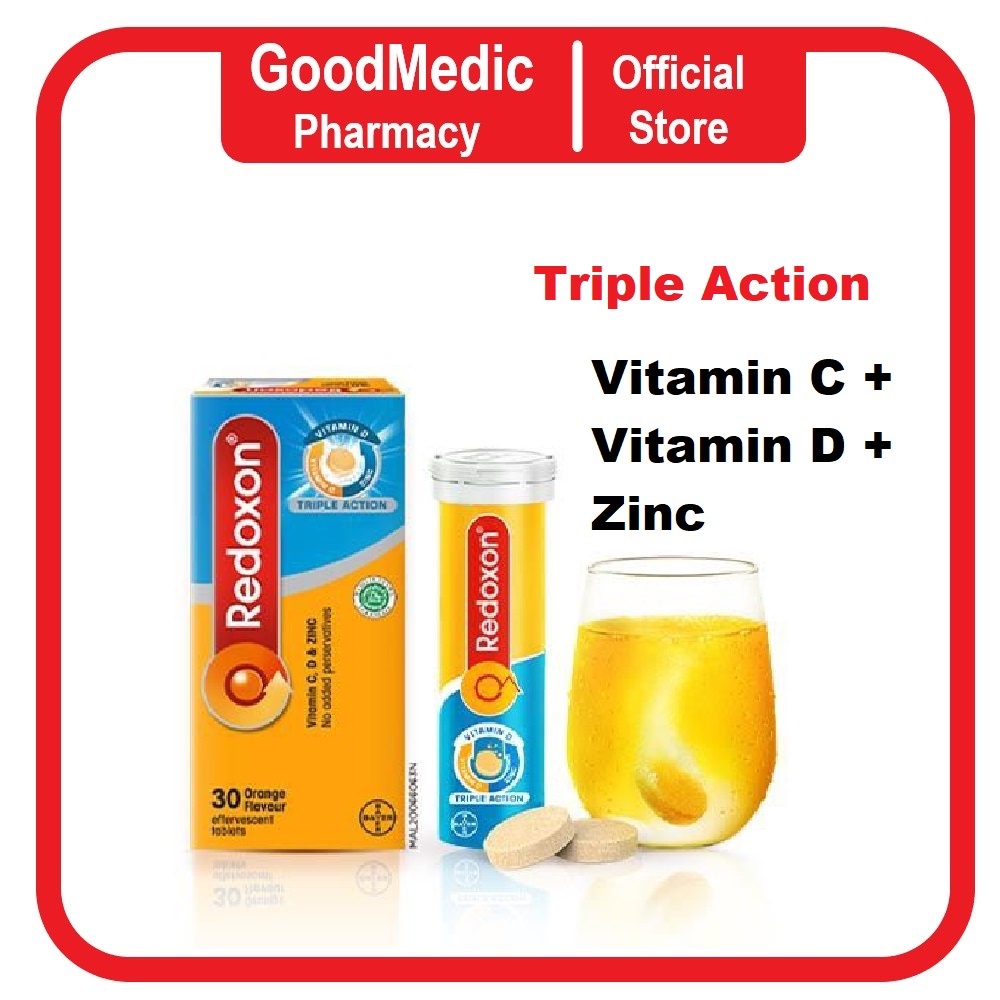 Redoxon Triple Action Vitamin C, D & Zinc Effervescent 45 [Exp03/2028 ...