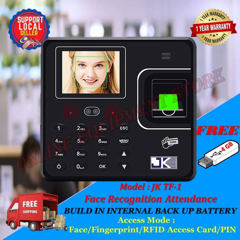 JK TF1 Face Recognition Time Attendance / Face Recognition Fingerprint ...