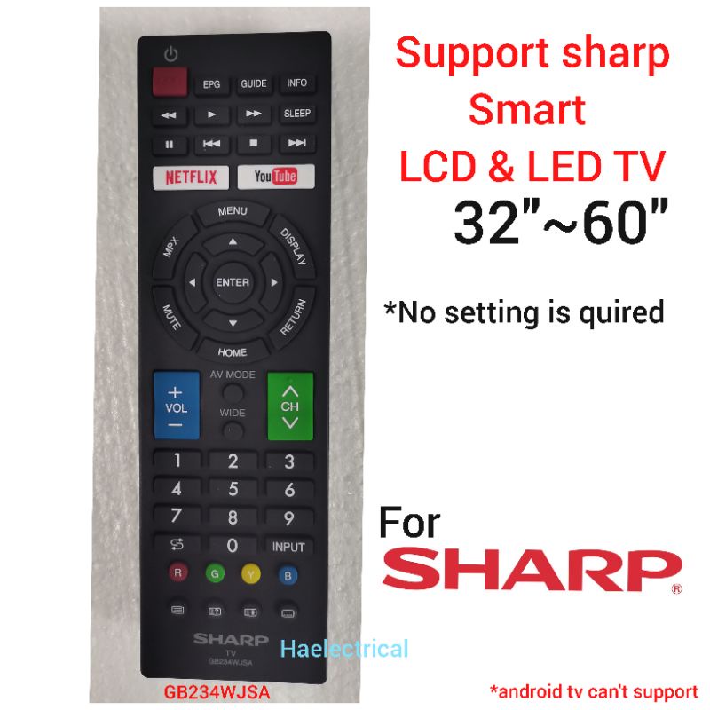 SHARP LED REMOTE CONTROL CAN SUPPORT WITH SMART OR NORMAL LED &LCD TV ...