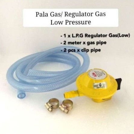 Pala gas Regulator gas low pressure with 2 meters hose gas + 2 pcs clip ...