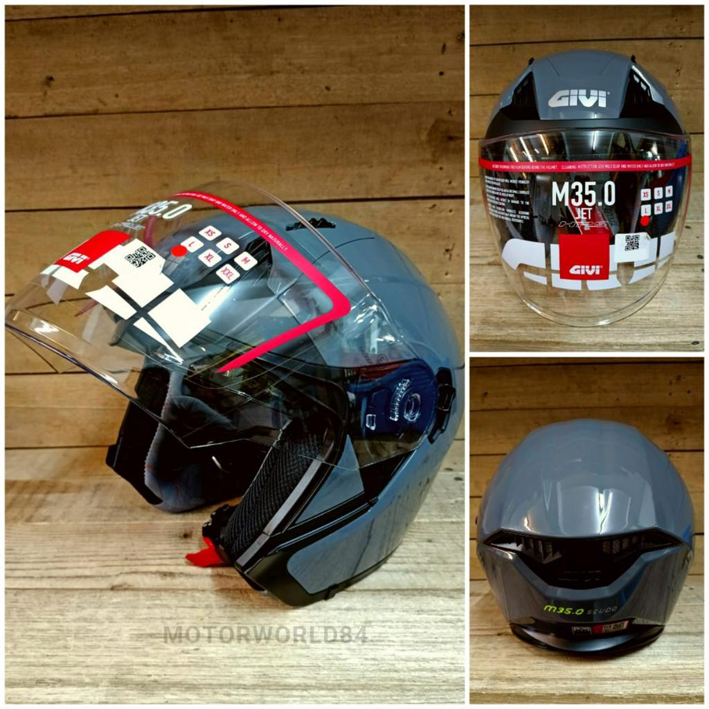 HELMET GIVI M35.0 SOLID GRAY NARNO GRAY OPEN FACE HELMET TOPI KELEDAR ...